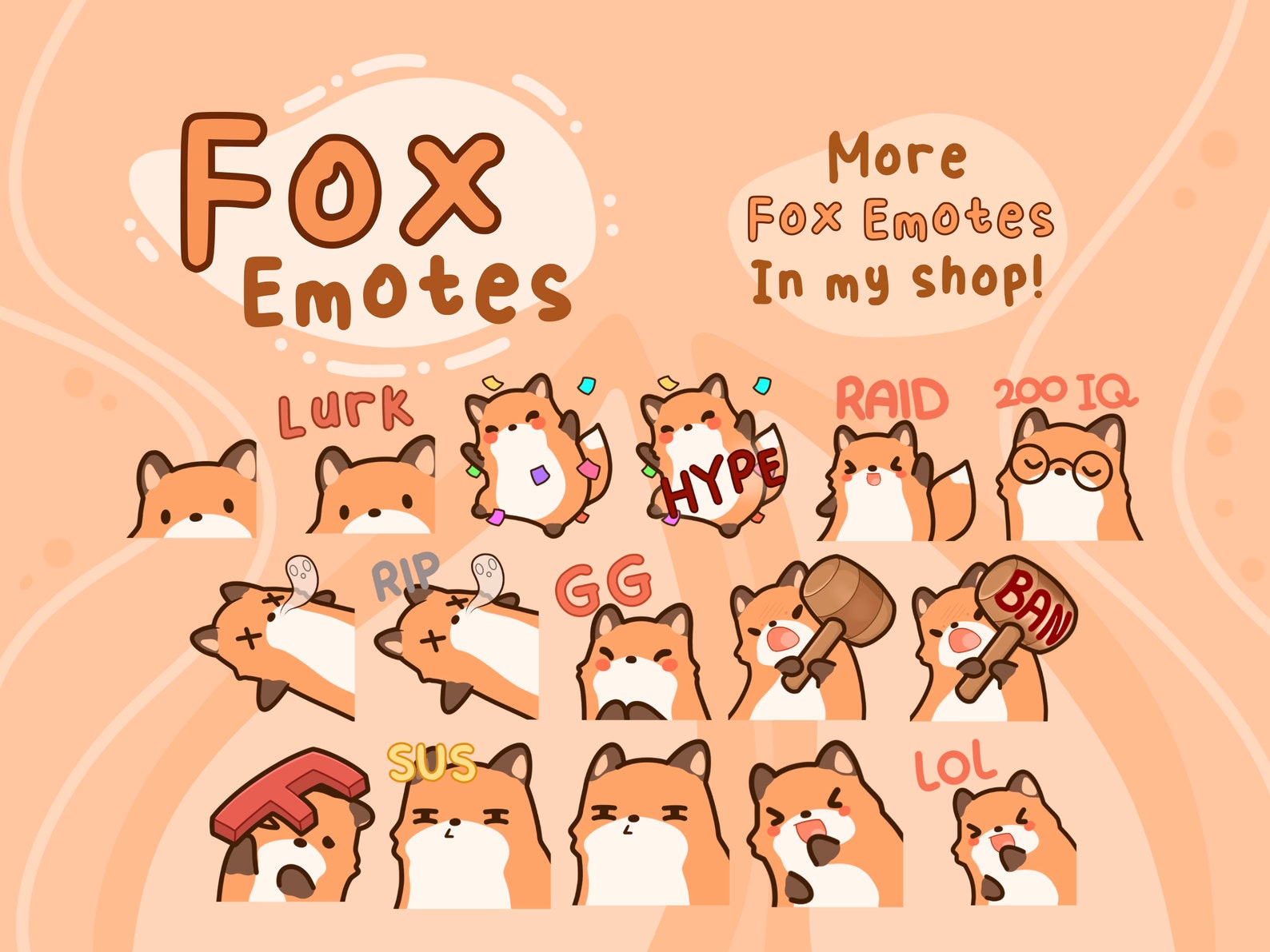Fox Emotes, Twitch / Discord, Premade, Ready to Use - Etsy