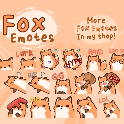 Fox Emotes Twitch Discord Premade Ready To Use Etsy