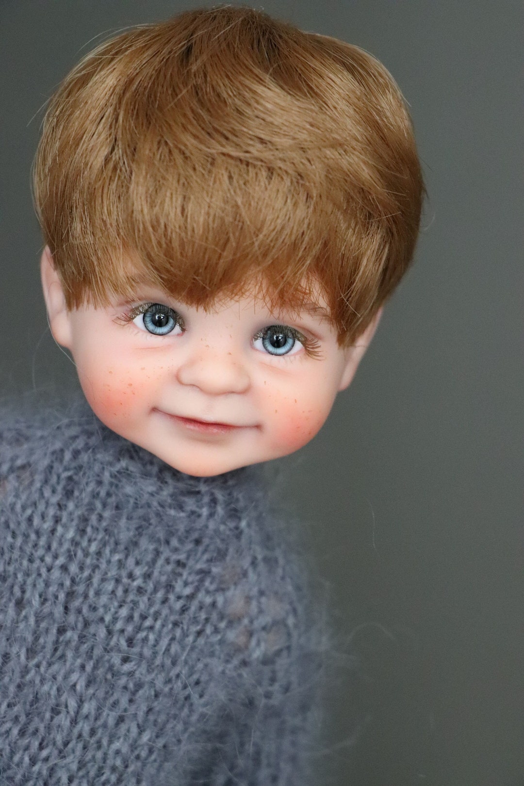 Paola Reina Boy Head Tilt, Face Carving Ooak Repaint Custom Doll Decor ...