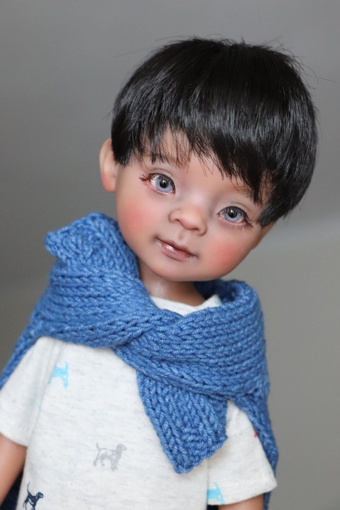 Paola Reina Boy,head Tilt, Face Carving Ooak Repaint Custom Doll Decor ...