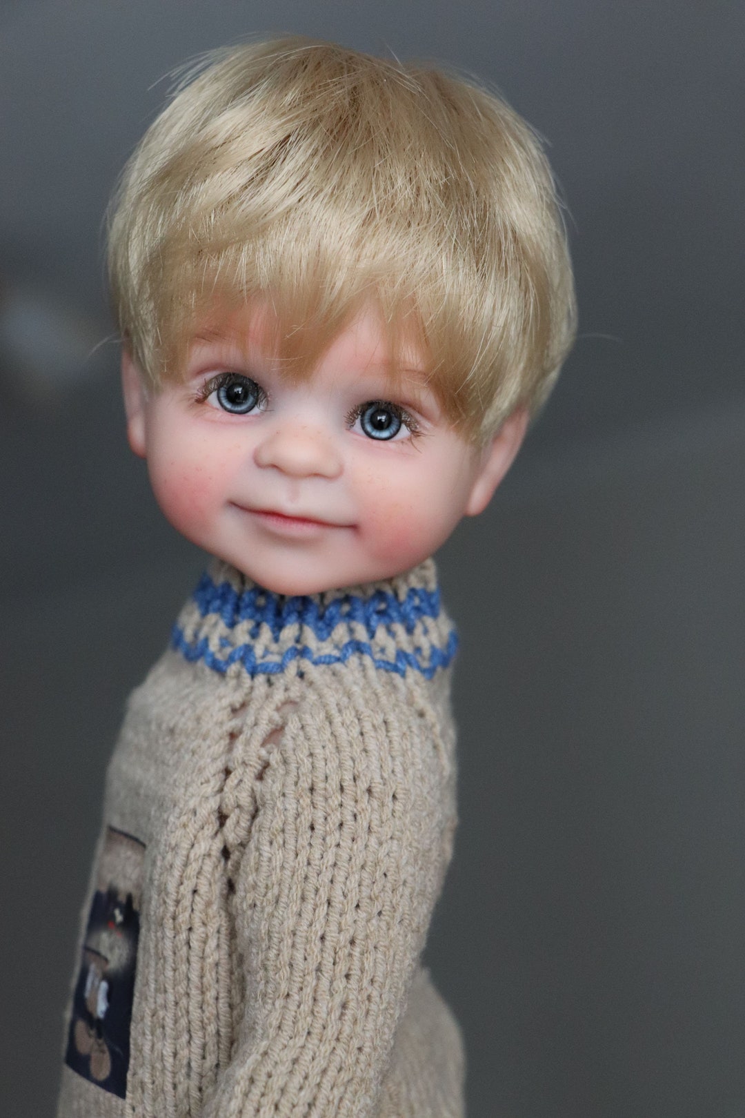 Paola Reina Boy Head Tilt, Face Carving Ooak Repaint Custom Doll Decor ...