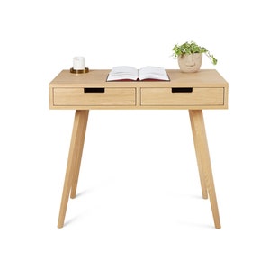 Modern Computer Desk With Drawers Made From Solid Oak and Natural Oak ...
