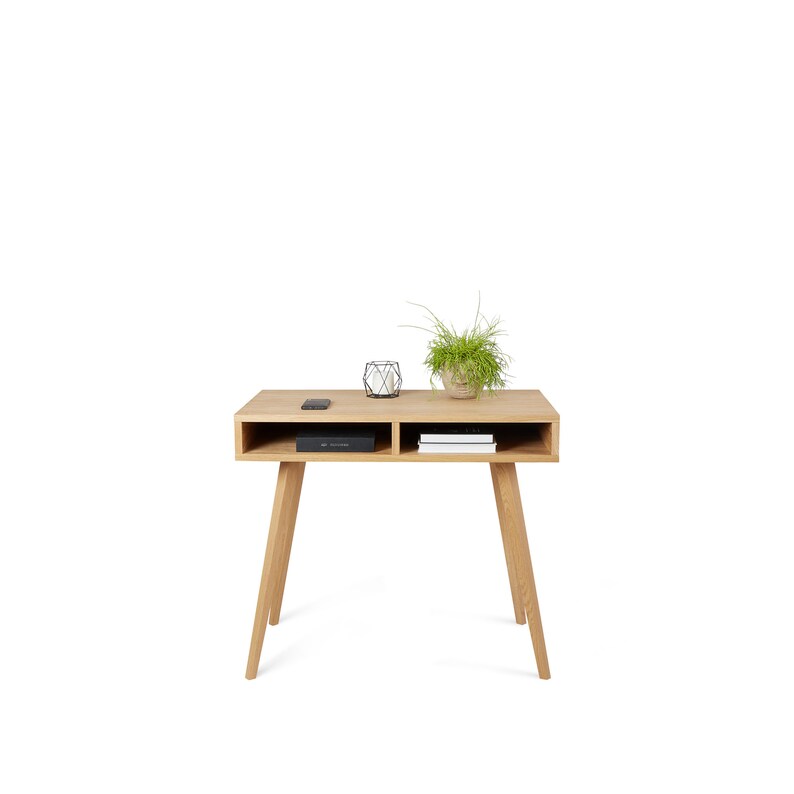 Oak Desk With Shelves and Legs From Solid Oak in Scandi Style | Etsy