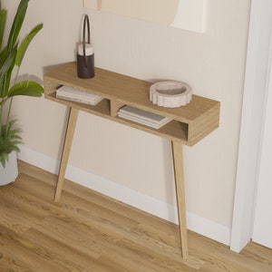 Small Wood Console Table With Storage in Modern Mid Century Design ...