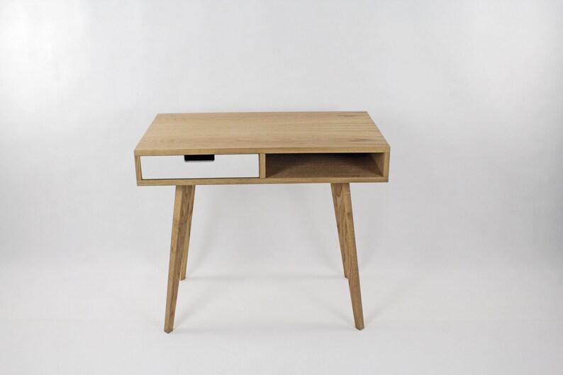 Small Desk With Drawer & Shelf Made From Real Wood and Solid - Etsy