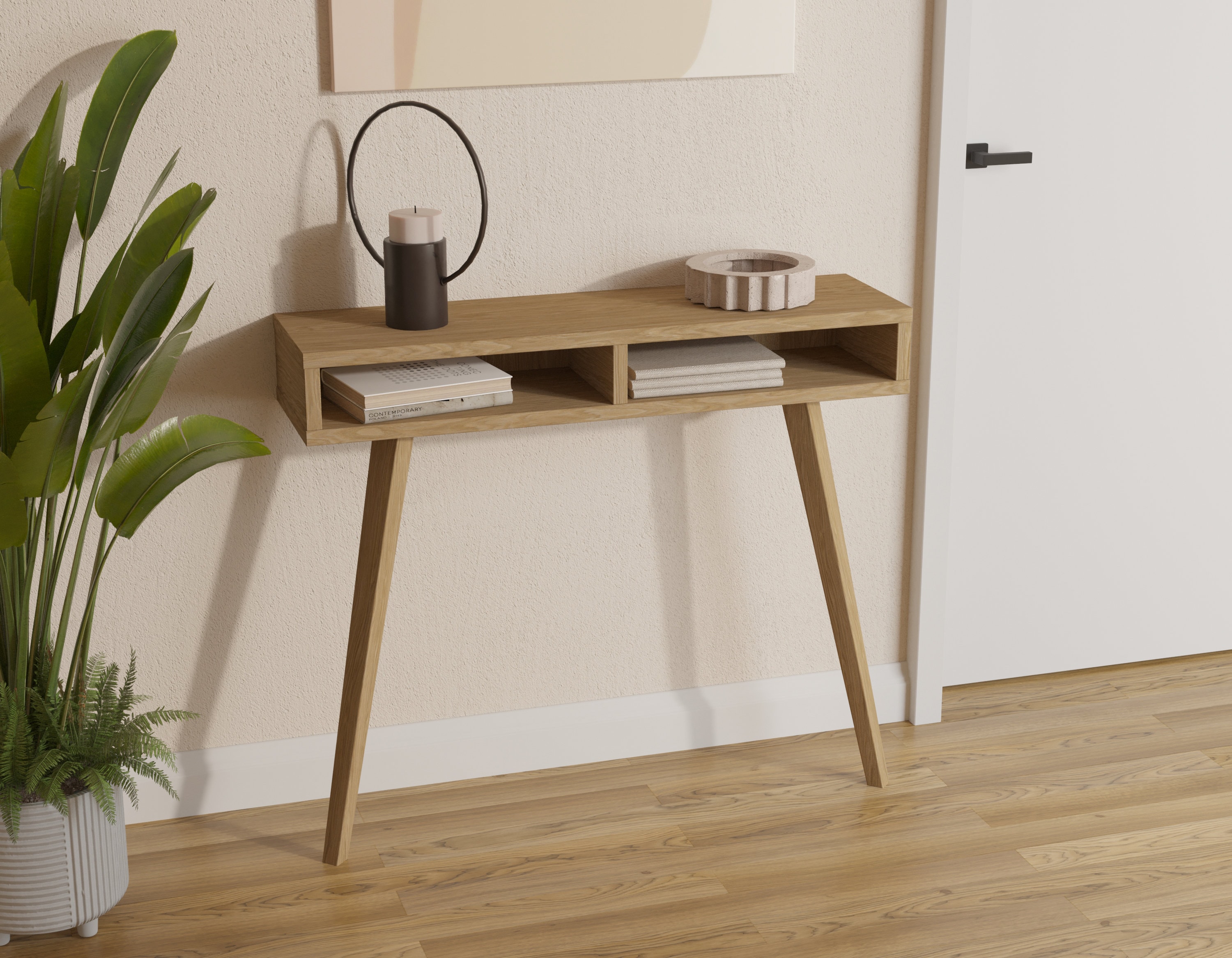 Small Wood Console Table With Storage in Modern Mid Century Design ...