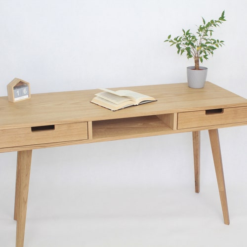 Modern Wide Oak Desk in a Scandinavian Style. Designer | Etsy
