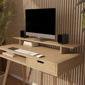 Wooden Monitor Stand - Monitor Riser - Desk Shelf - Dual Monitor Stand ...