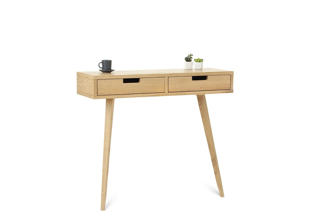 Narrow Wood Console Table With Drawers in Modern Mid Century - Etsy