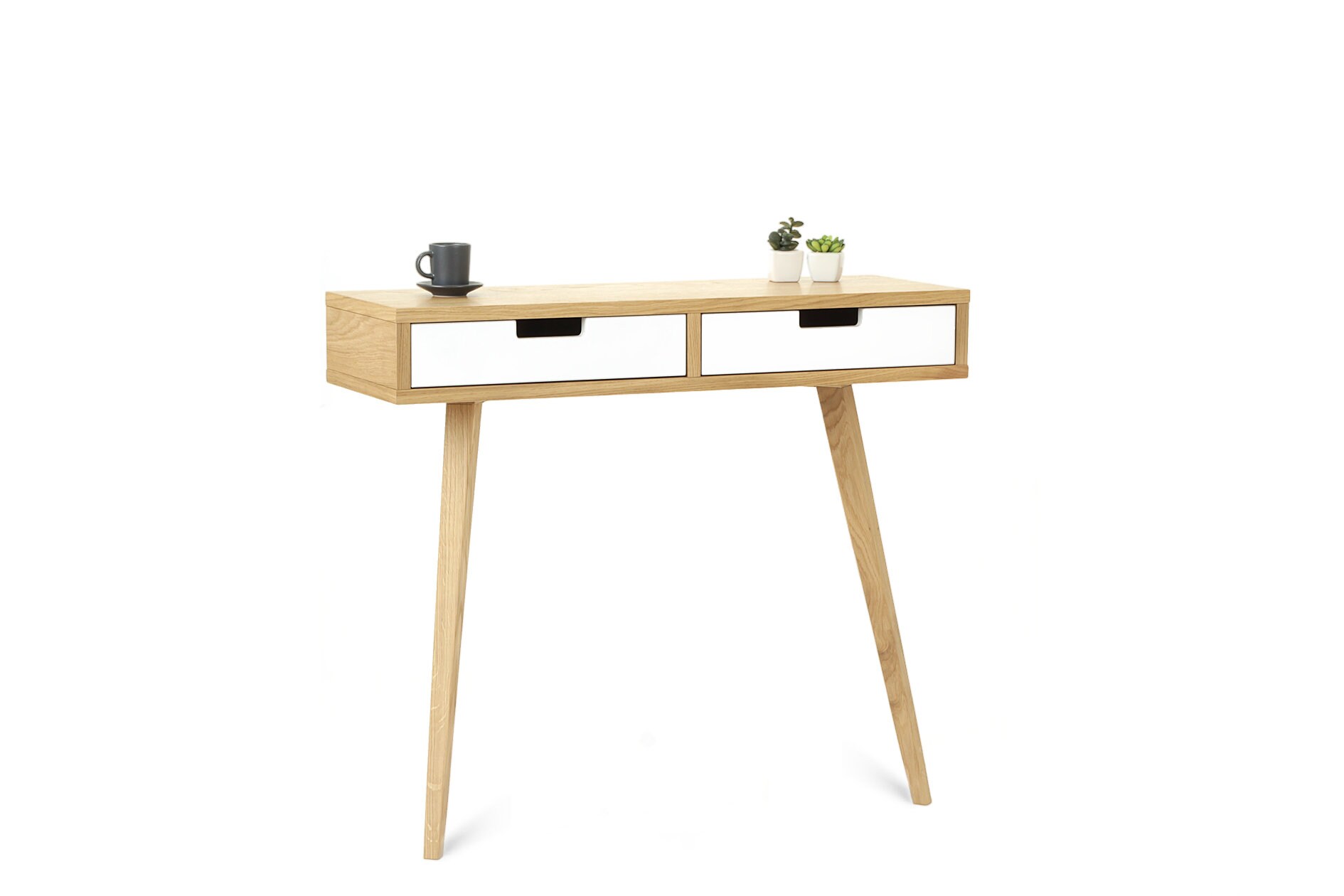 Narrow Wood Console Table With White Drawers in Modern | Etsy