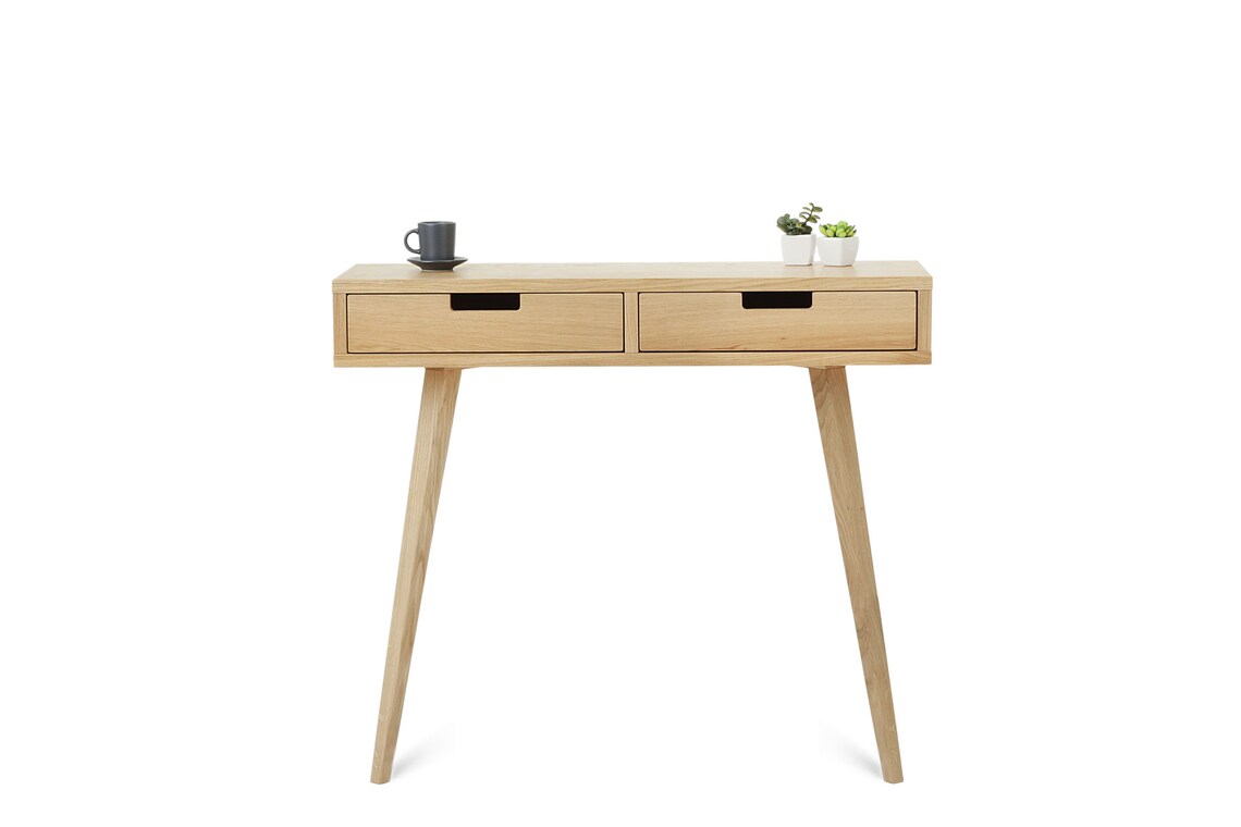 Narrow Wood Console Table With Drawers in Modern Mid Century - Etsy
