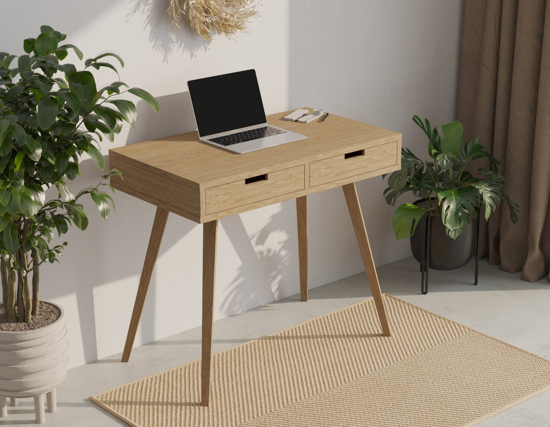 Modern Computer Desk With Drawers Made From Solid Oak and - Etsy