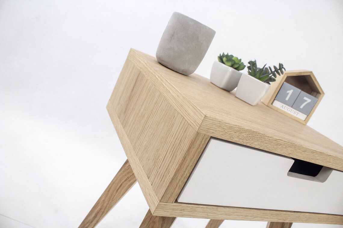 Oak Designer Modern Wooden Scandinavian Bedside Table With - Etsy