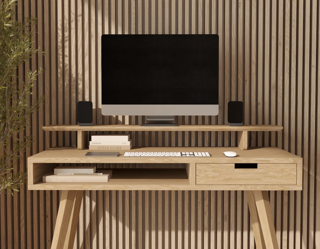 Wooden Monitor Stand - Monitor Riser - Desk Shelf - Dual Monitor Stand ...