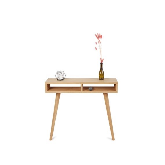 Small Wood Console Table With Storage in Modern Mid Century | Etsy