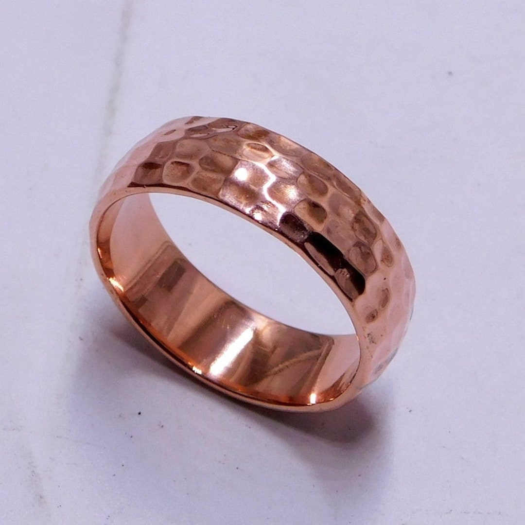 Pure Copper Ring, Copper Band Ring, Hammered Ring, Wide Band Ring ...
