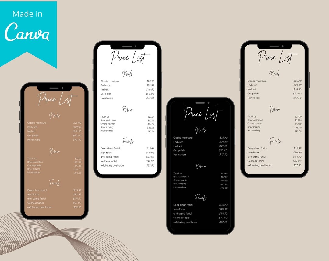 Pricing List Template Canva, Pricing Template, Pricing Template Canva ...