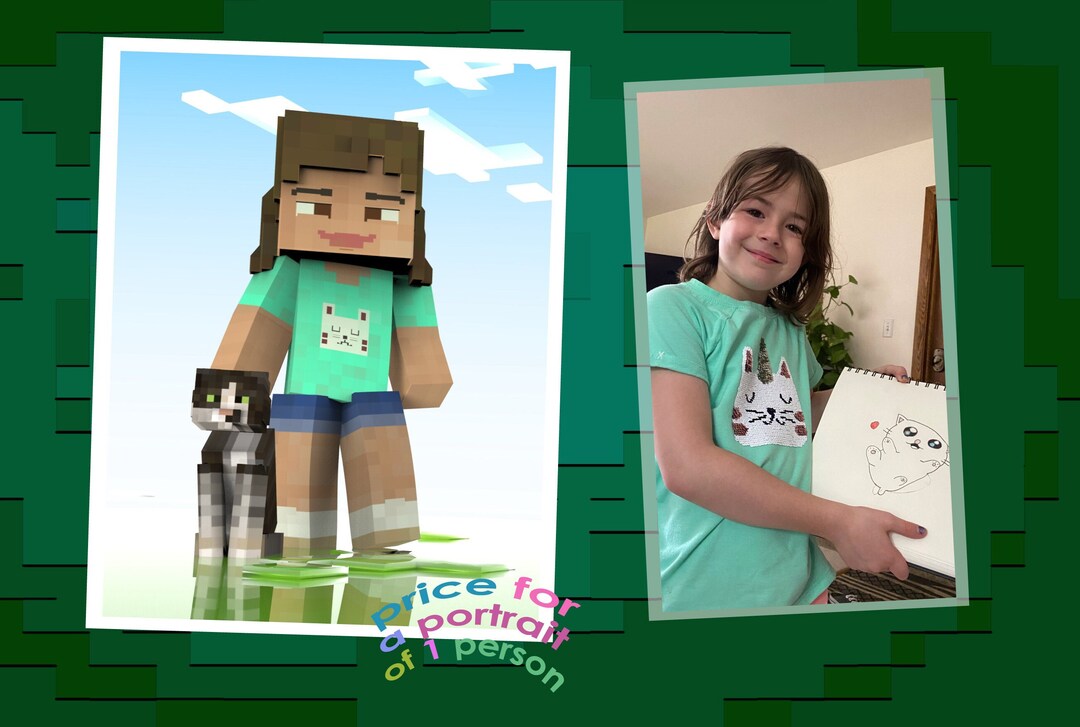 Personalized Girl Portrait. Minecraft Portrait of a Child. Gift for a ...