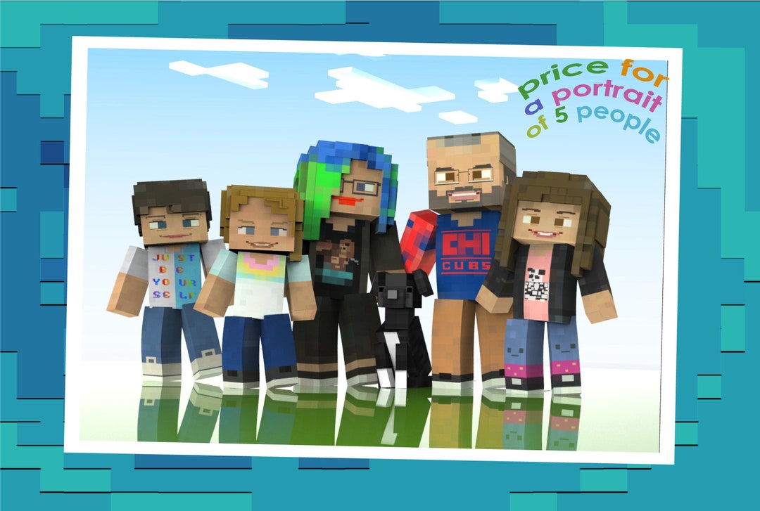 Cartoon Family Portrait. Minecraft Lover. Portrait of Parents and ...