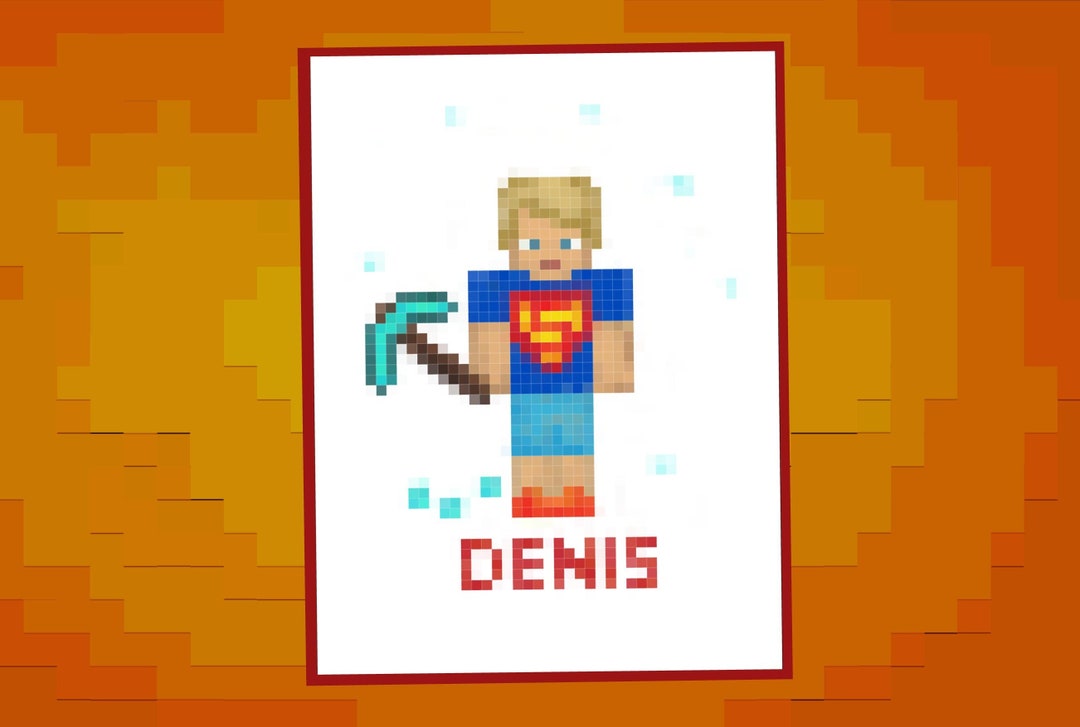 Custom Pixel Portrait. Gift for Kids. Personalized Gift for a Child ...