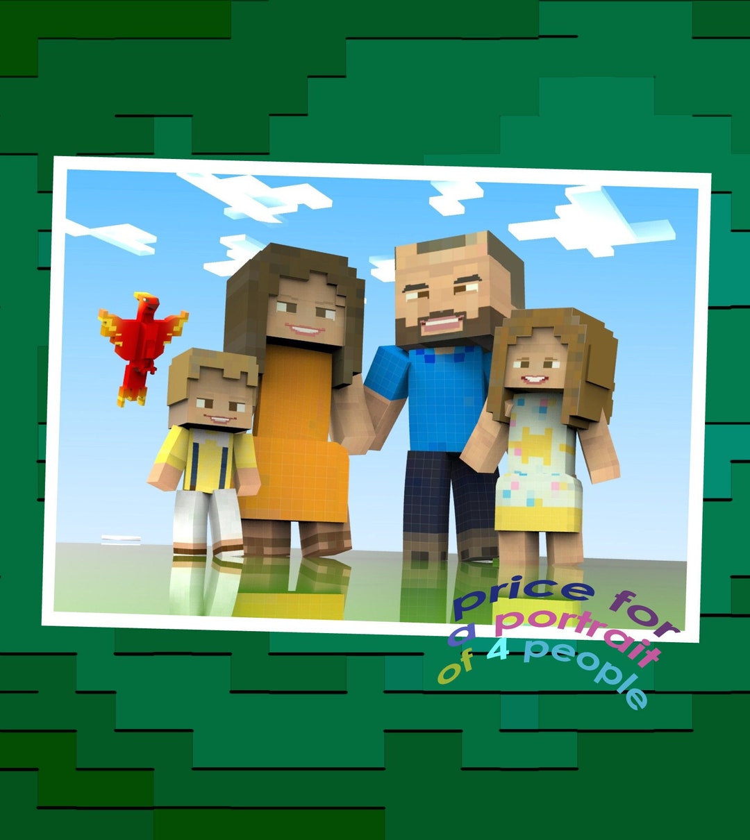 Custom Family Portrait. Minecraft Gift Idea. Anniversary Gift Idea ...