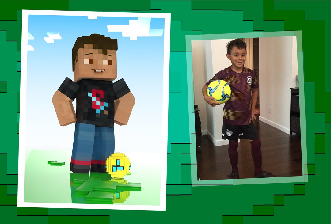 Minecraft Child Portrait. Children Gifts. Minecraft Gift Idea. - Etsy