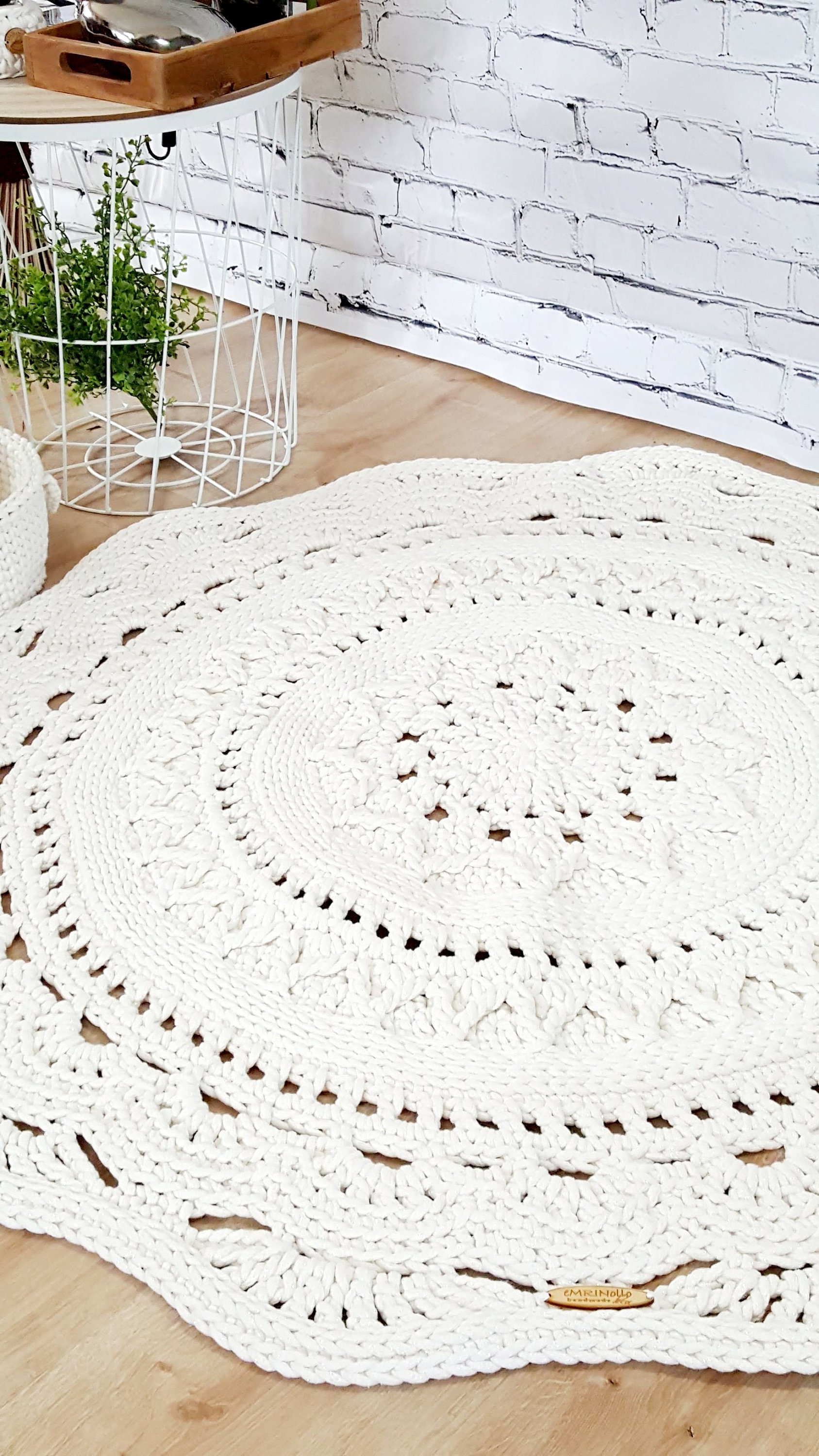 Teppich rund Wohnzimmer, Kinderzimmer Deko, Baumwollteppich, im ...