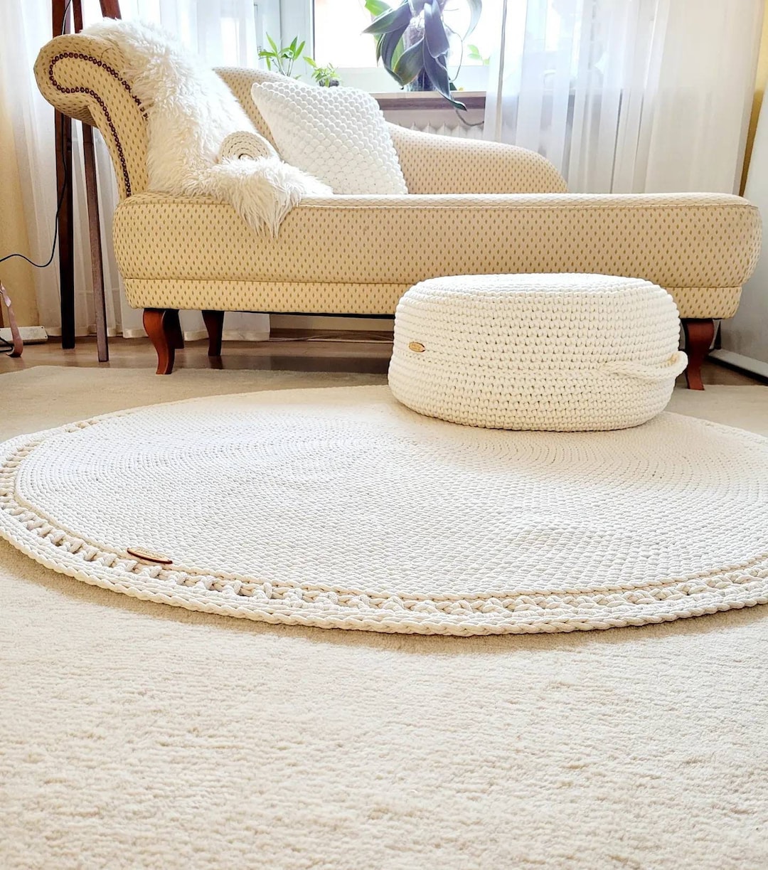 Round Bathroom Rug, Beige Cotton Rug, Baby Room Rug, Mandala Rug ...