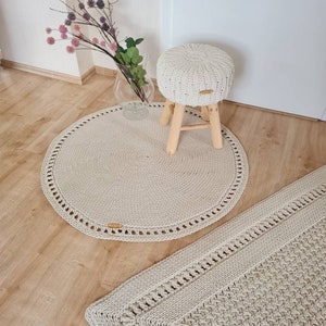 Teppich rund Badezimmer, Baumwollteppich beige, Teppich Babyzimmer ...