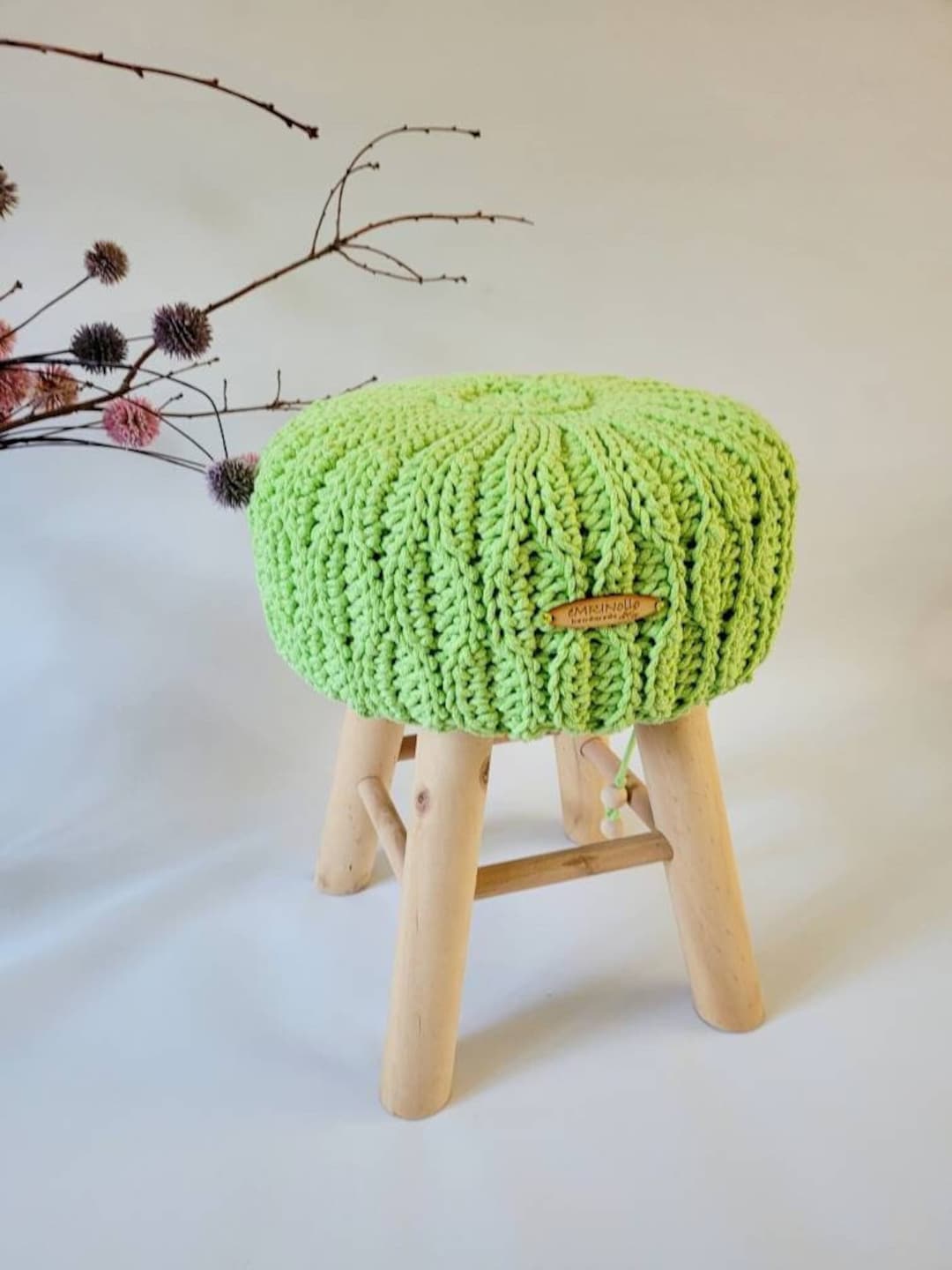 Stool Crocheted Cover, Scandinavian Decor, Crocheted Slipcover Stool ...
