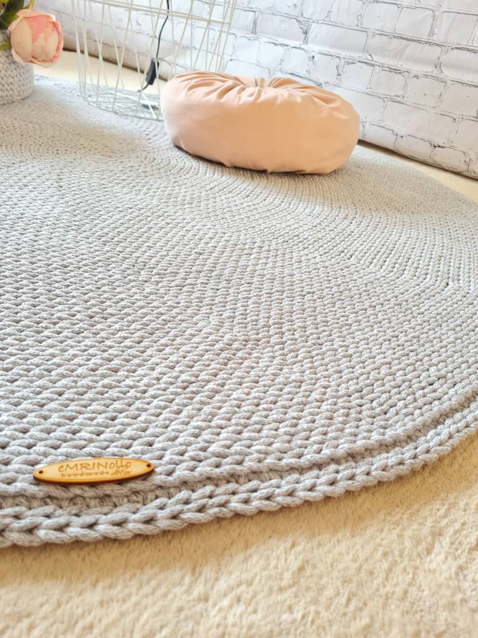 Teppich rund Badezimmer Baumwollteppich beige Teppich - Etsy.de