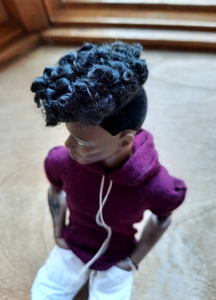 Ooak Made to Move Maroon/black&white African American Male Doll - Etsy