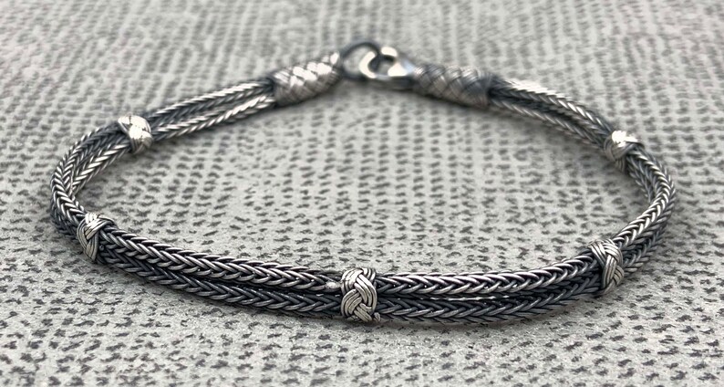 FOXTAIL CHAIN BRAID Sterling Silver Handmade Bracelet Weaved - Etsy