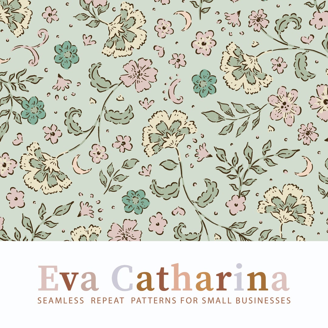 Spring Summer Flowers Bohemian Vintage Seamless Repeat Pattern File ...