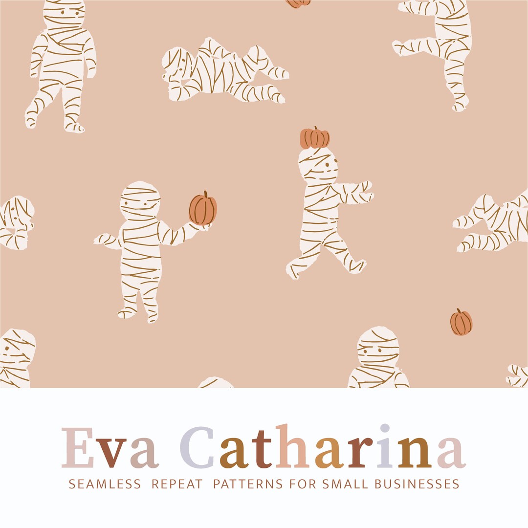 Halloween Autumn Mummies Seamless Repeat Pattern File Seamless ...
