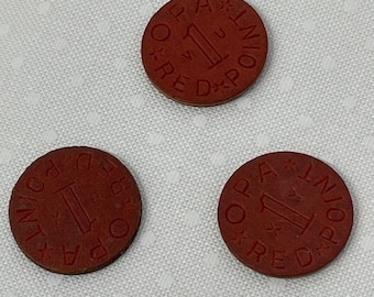 Original World War II Steel Penny Blue and Red OPA Food Ration Tokens ...