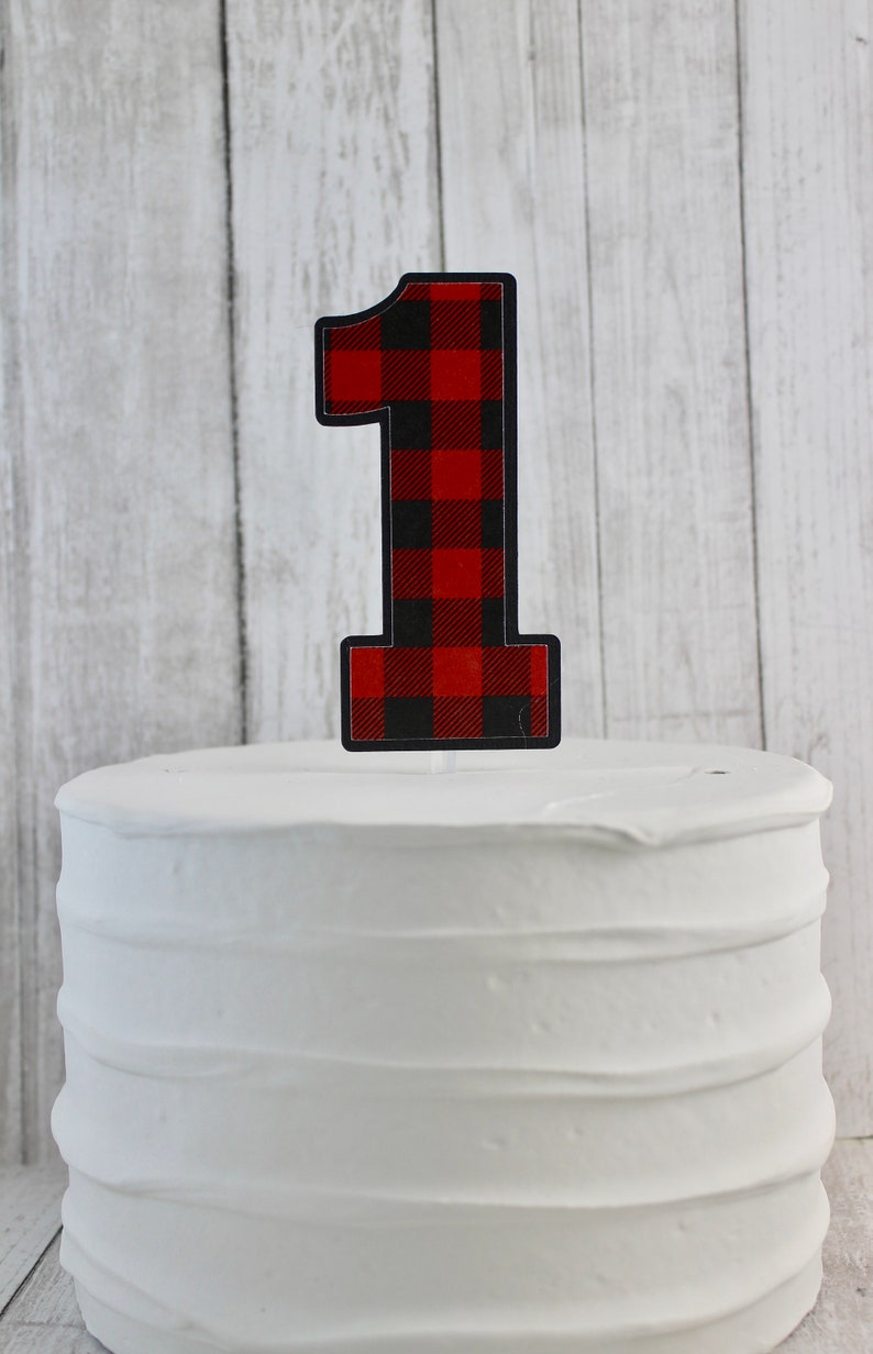 Red Buffalo Plaid 1st Birthday Cake Topper-one Cake Topper - Etsy