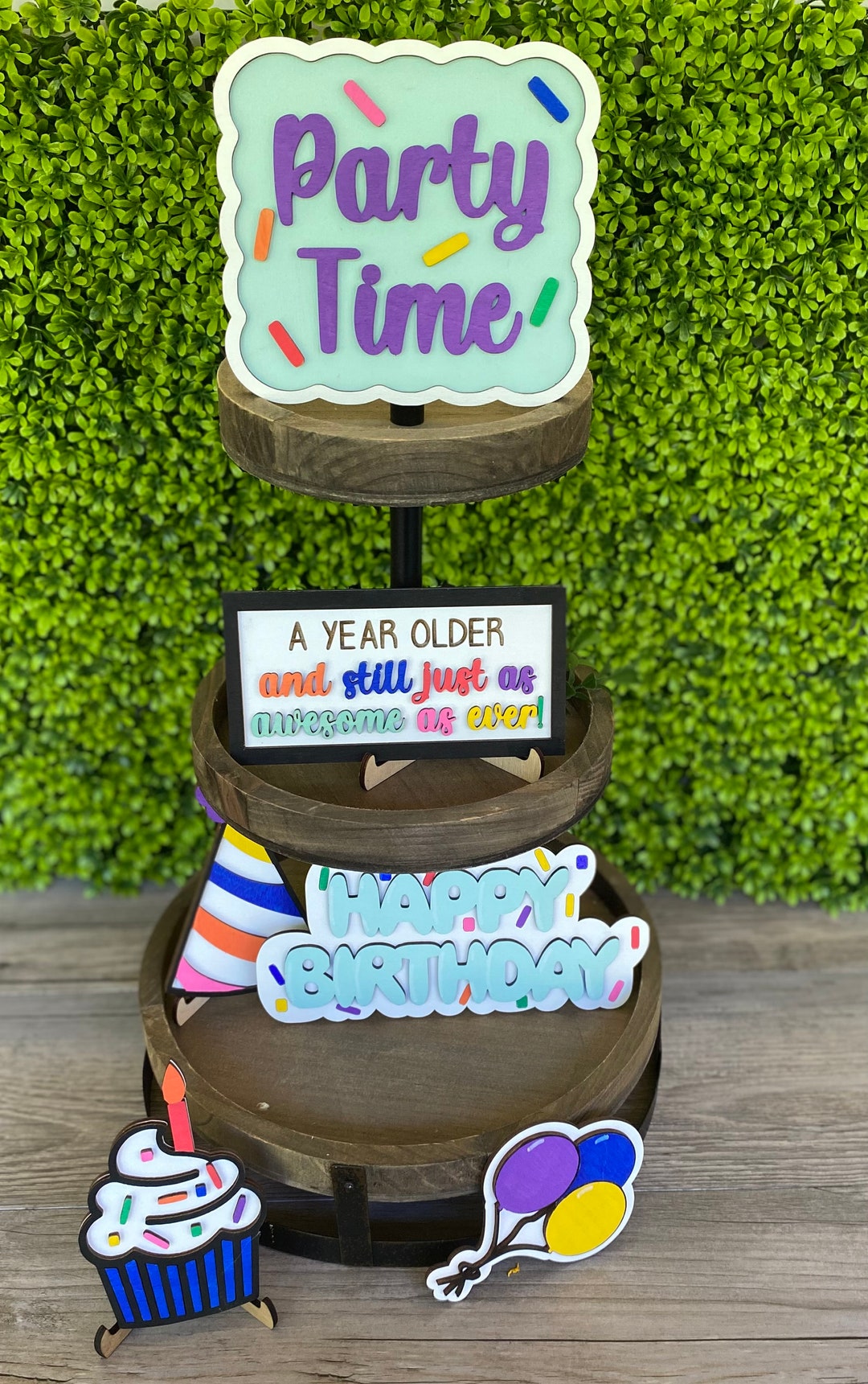 Birthday Tiered Tray - Happy Birthday Tiered Tray - Etsy