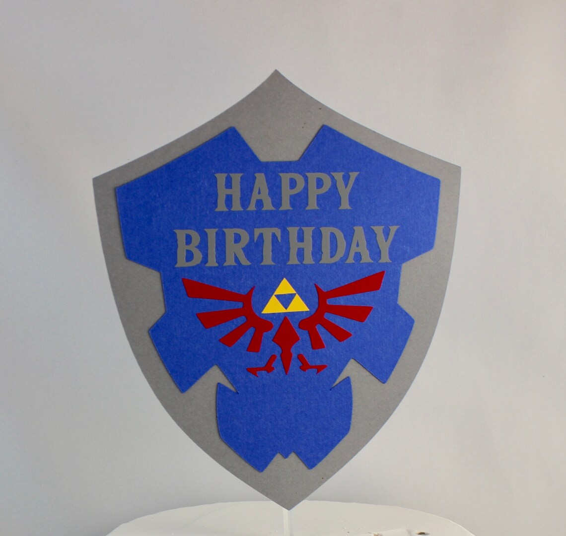 Zelda Happy Birthday Cake Topper-zelda Hylian Shield Cake | Etsy