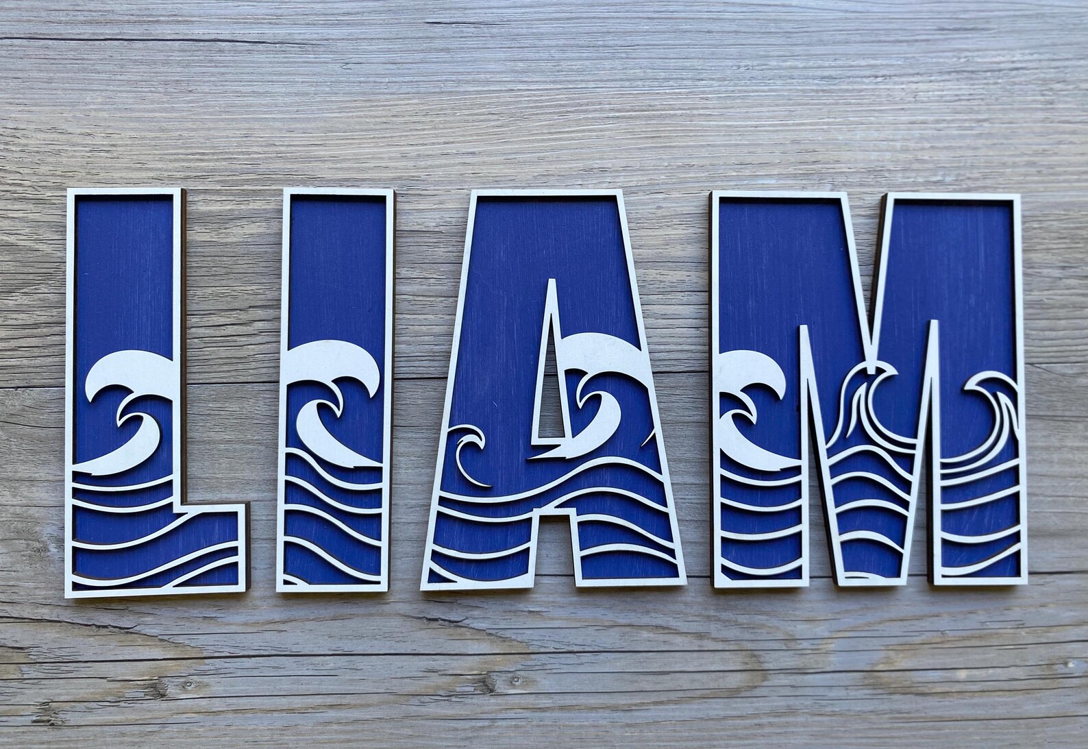 Laser Cut Wave Name Sign: Beach Nursery Decor, Baltic Birch - Etsy