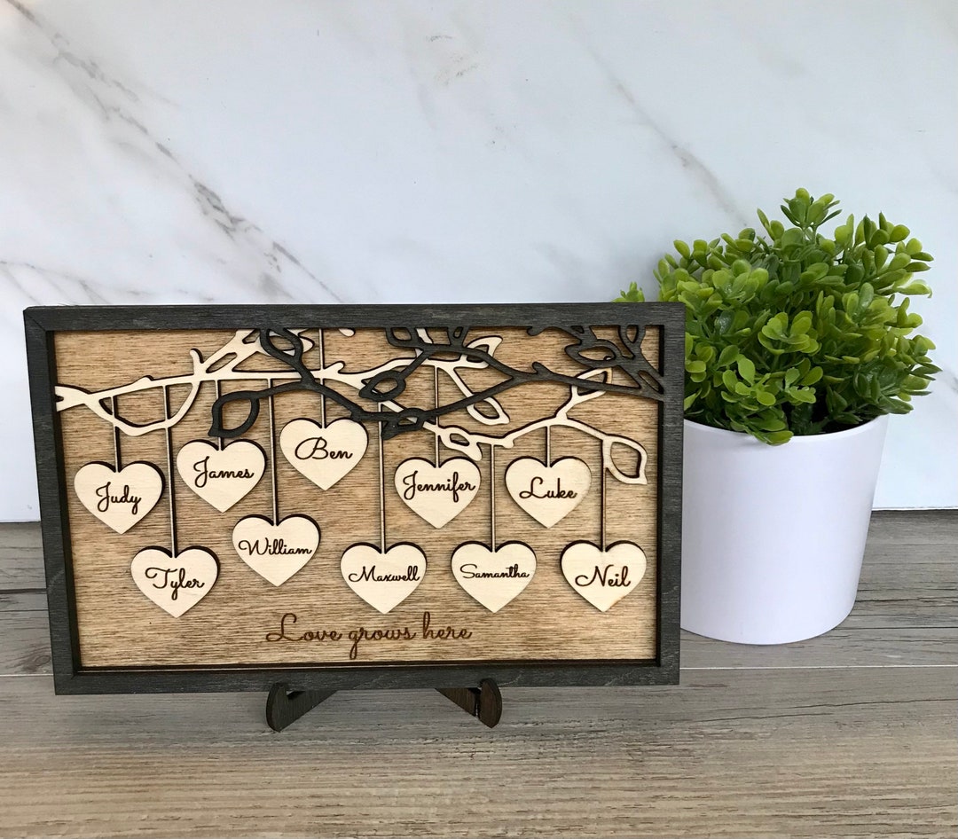 Love Grows Here - Custom Gift - Mother’s Day Gift - Family Tree - Heart ...