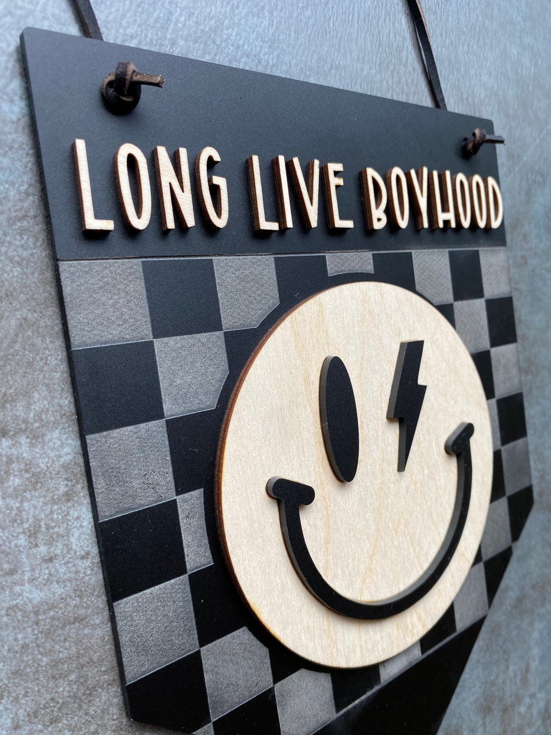 Rad Little Dude Sign - Smiling Sign - Checked Sign - Boys Room ...