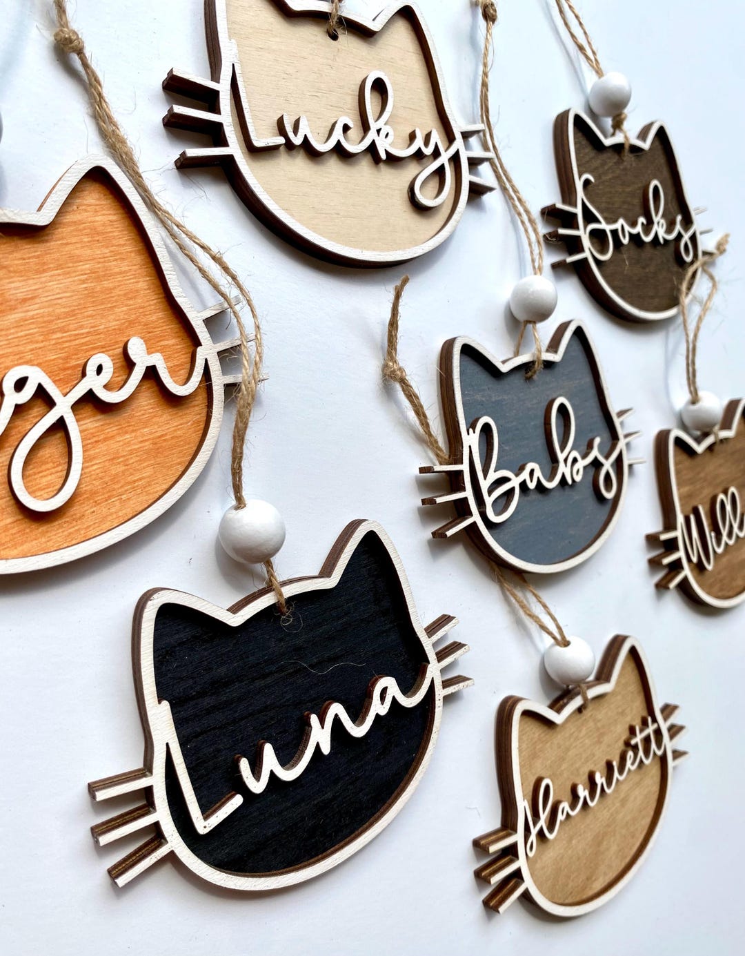 Custom Cat Face Ornament: Personalized Laser Cut Pet Christmas ...