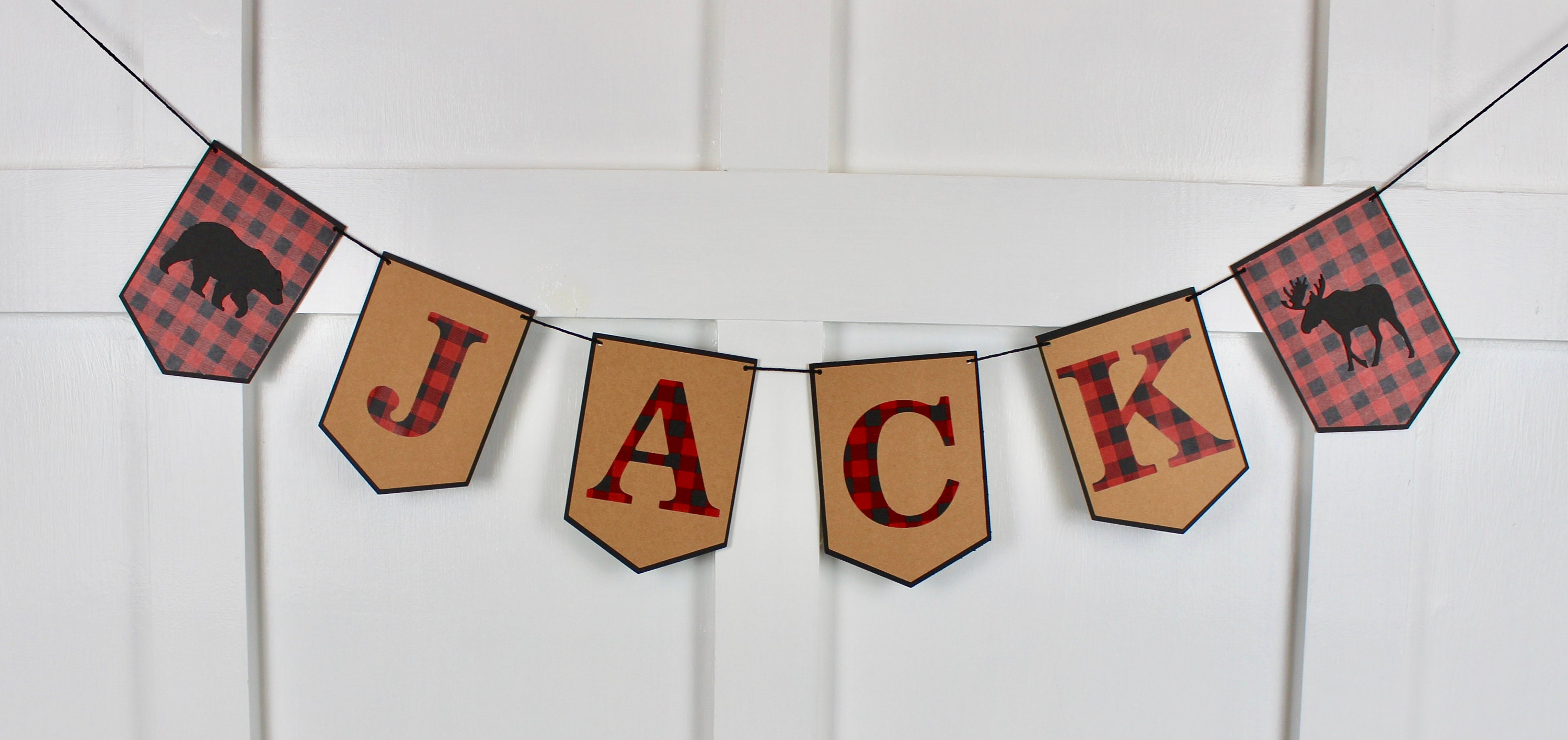 Red Buffalo Plaid Custom Name Party Red and Black Buffalo - Etsy