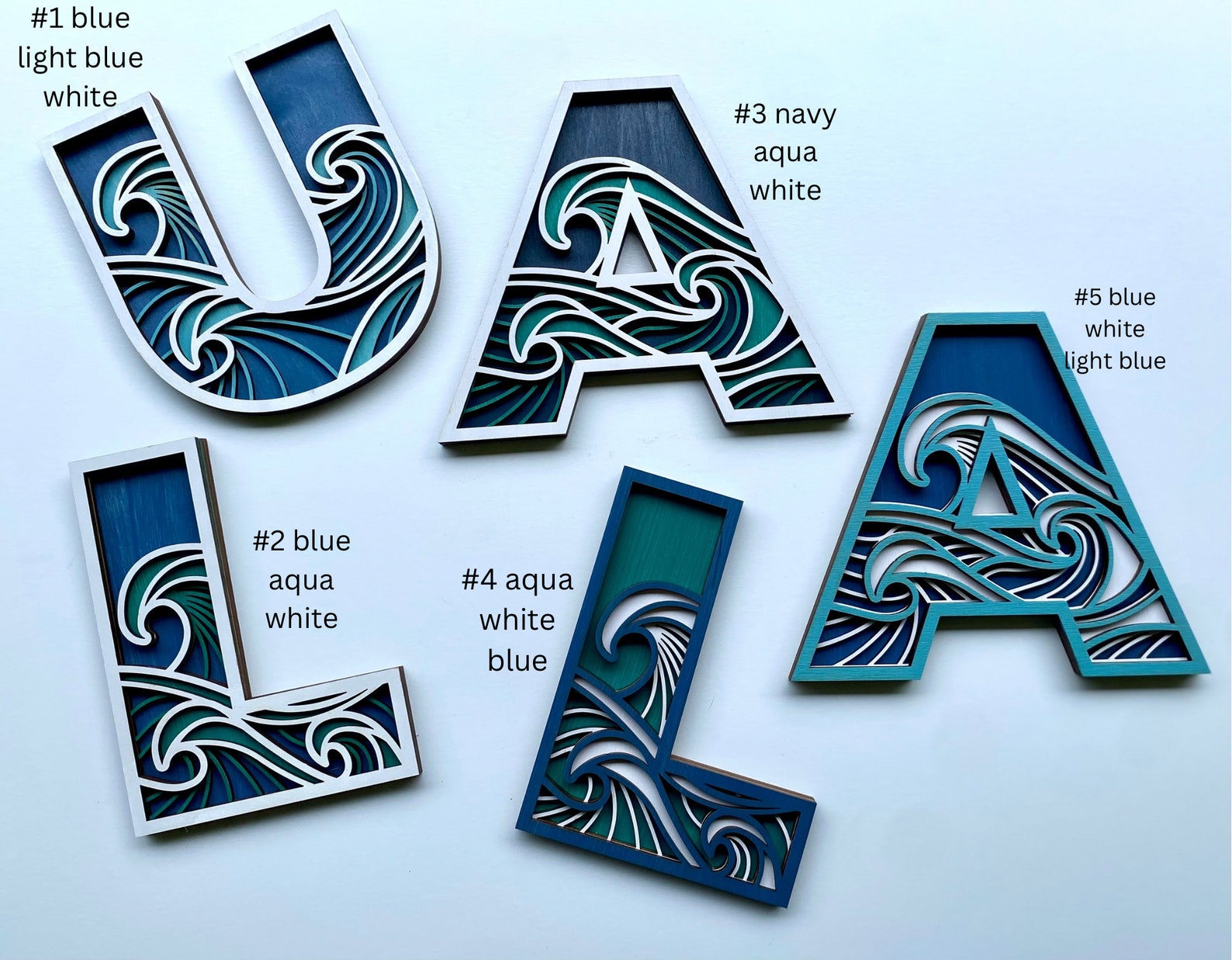 Ocean Wave Letters: Layered Wood, Beach Theme Decor - Etsy