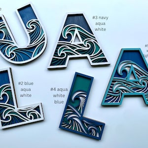 Ocean Wave Letters: Layered Wood, Beach Theme Decor - Etsy