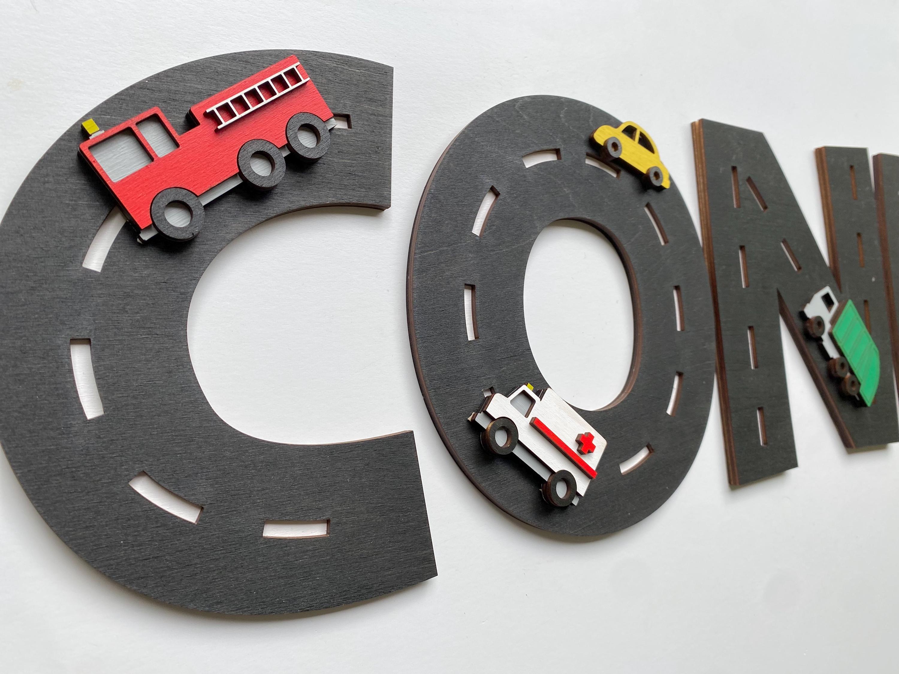 City Vehicle and Roadway Letters and Numbers: Race Car Nursery Decor - Etsy
