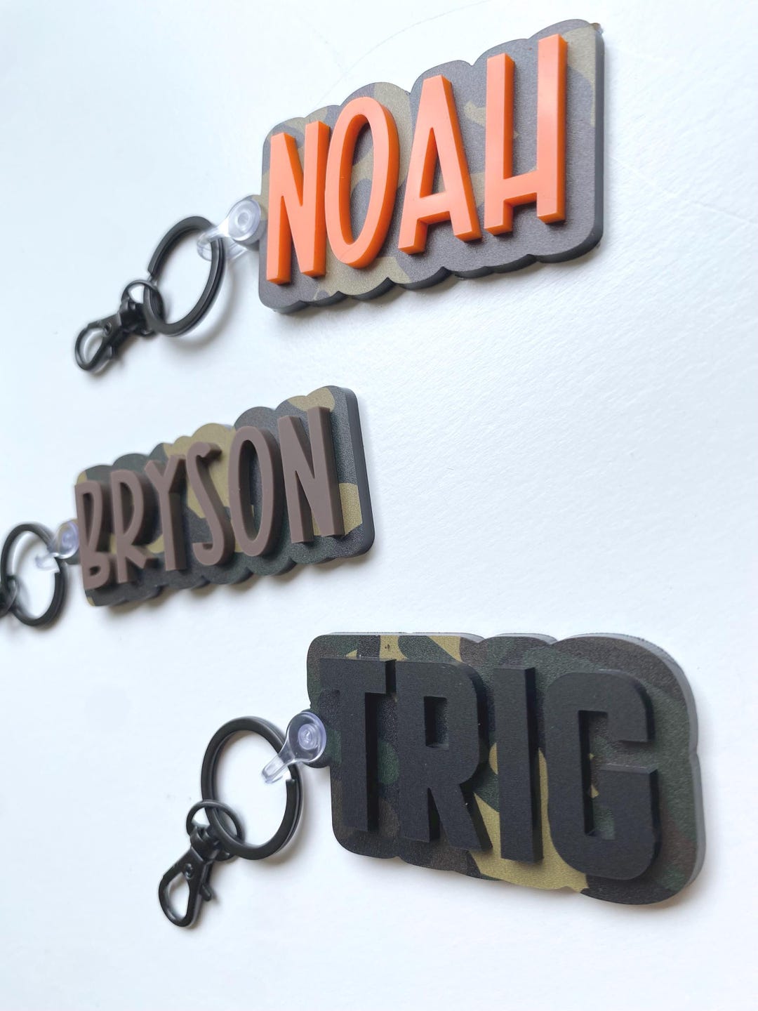 Custom Camo Name Tag: Acrylic Backpack, Lunchbox, Water Bottle Tag ...