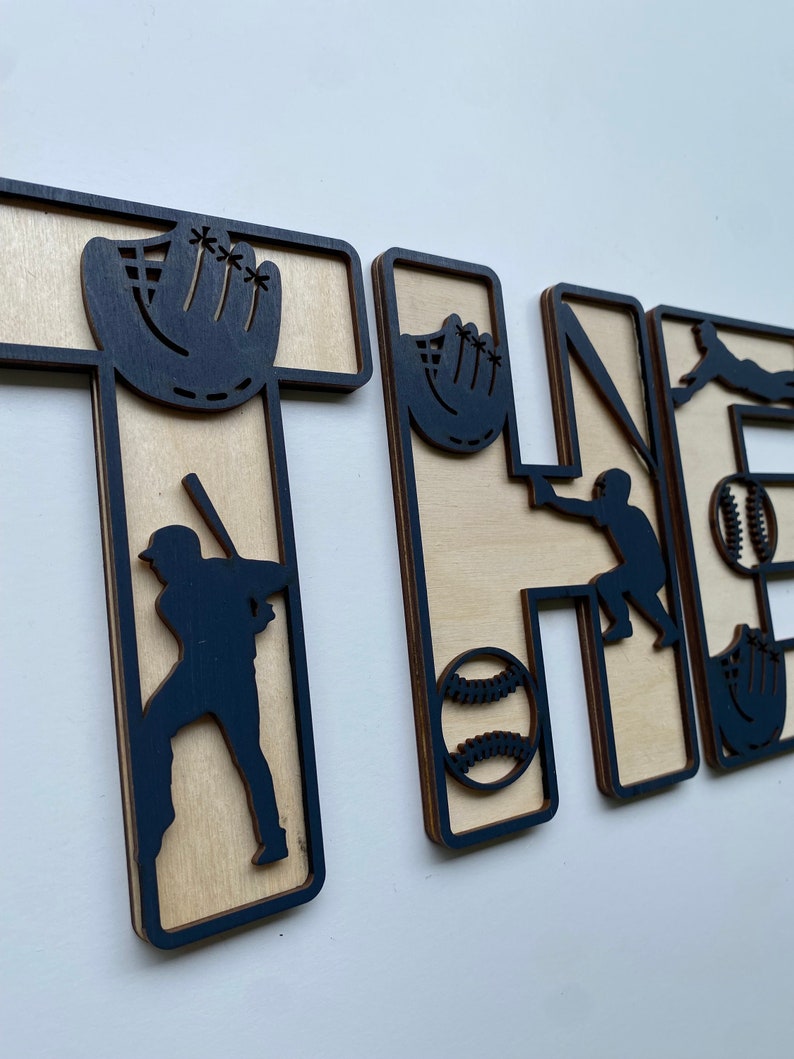 Personalized Baseball Name Sign: Sports Theme Laser Cut Wood Letters ...