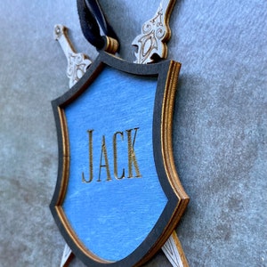 Personalized Knight Shield Ornament: Engraved Sword, Medieval Theme ...